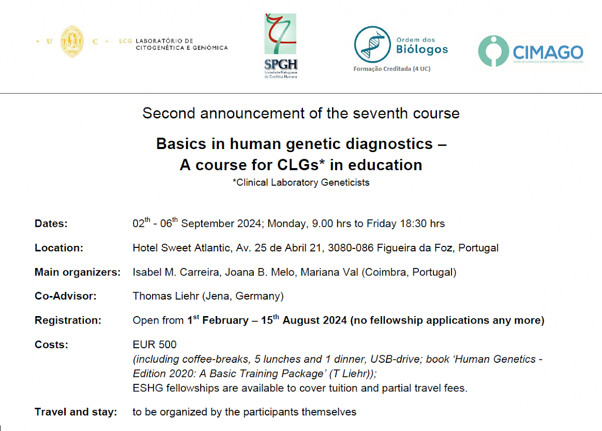 7a edição do Curso Europeu Basics in Human Genetic Diagnostics – A ...